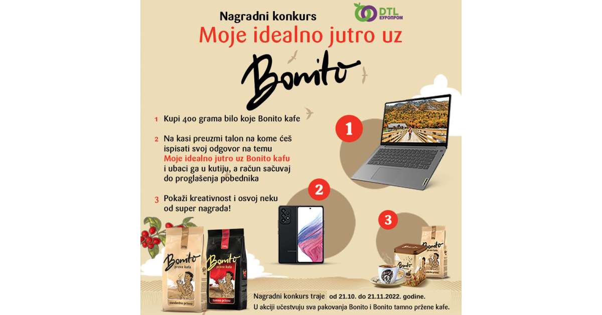 Bonito nagradna igra: Moje idealno jutro uz Bonito kafu - Bonita kafa