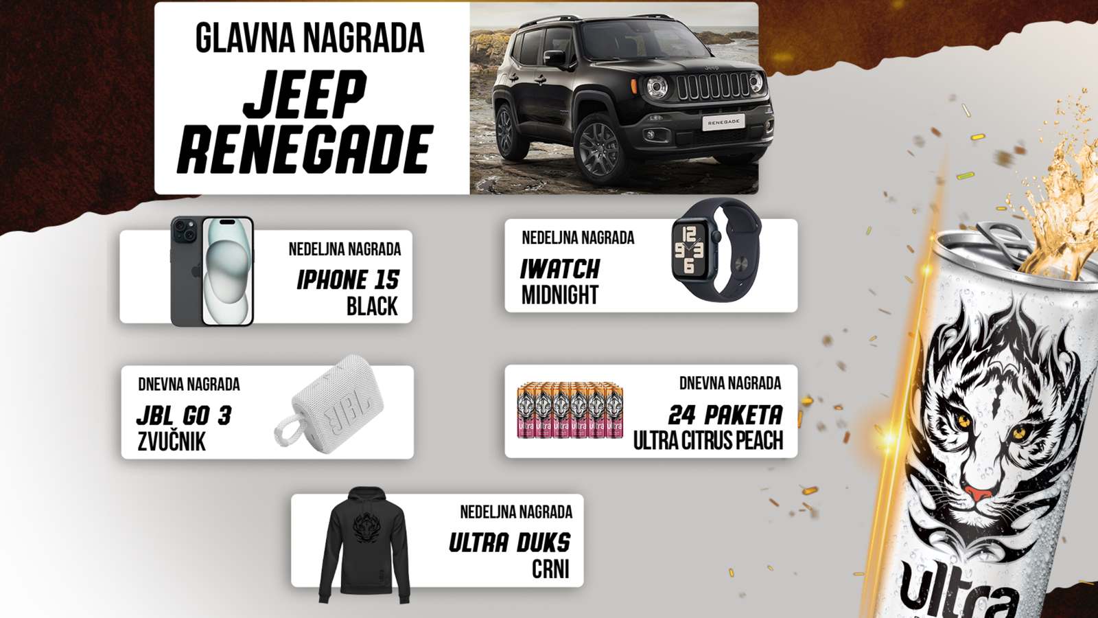 Ultra nagradna igra: Ugrabi Ultru i osvoji automobil Jeep Renegade!